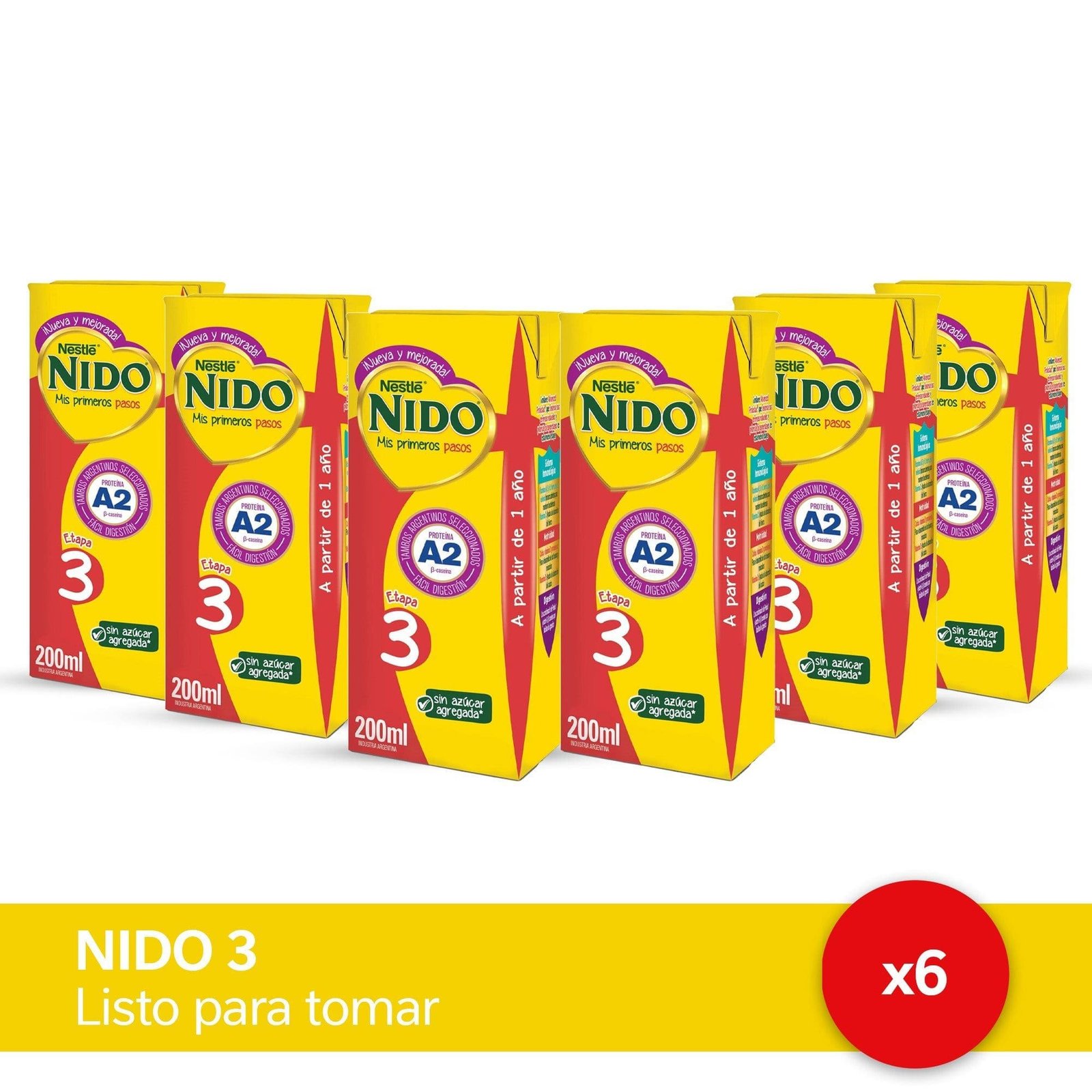 Nestlé Nido – 3 Defensas Leche Infantil Listo para Tomar – 6 Unidades ...